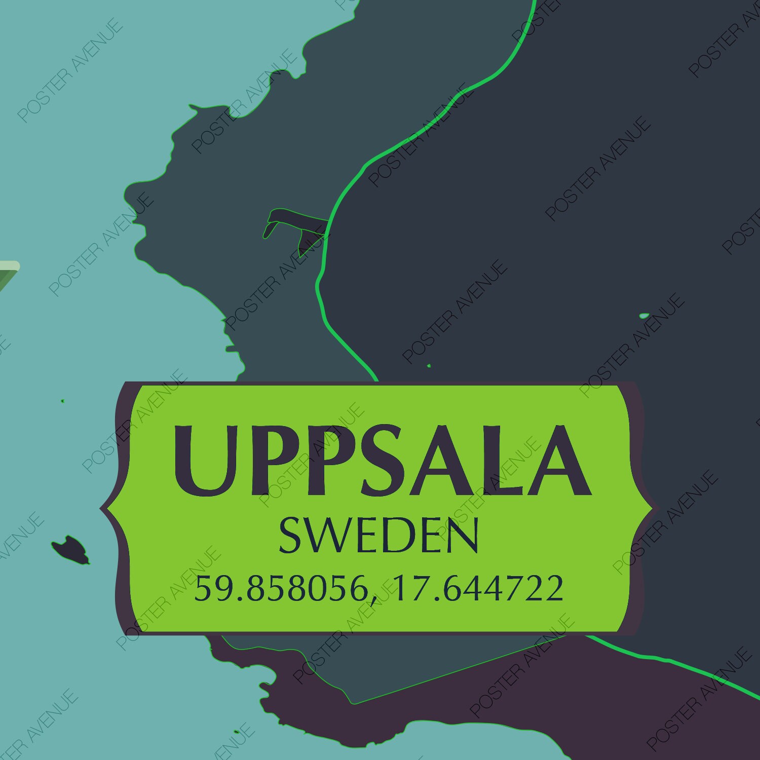 Uppsala Sweden Map Print Modern Contemporary Chroma Color | Etsy