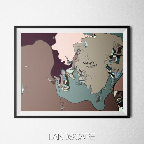Safad Palestine Map Print Modern Contemporary Chroma Color | Etsy