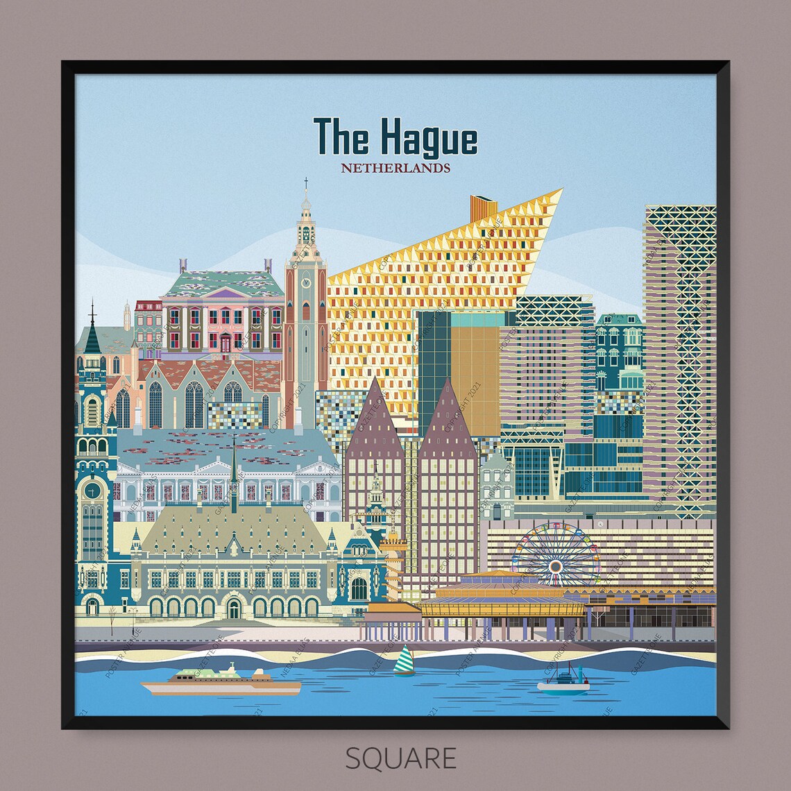The Hague Netherlands Travel Poster City Print Station - Etsy
