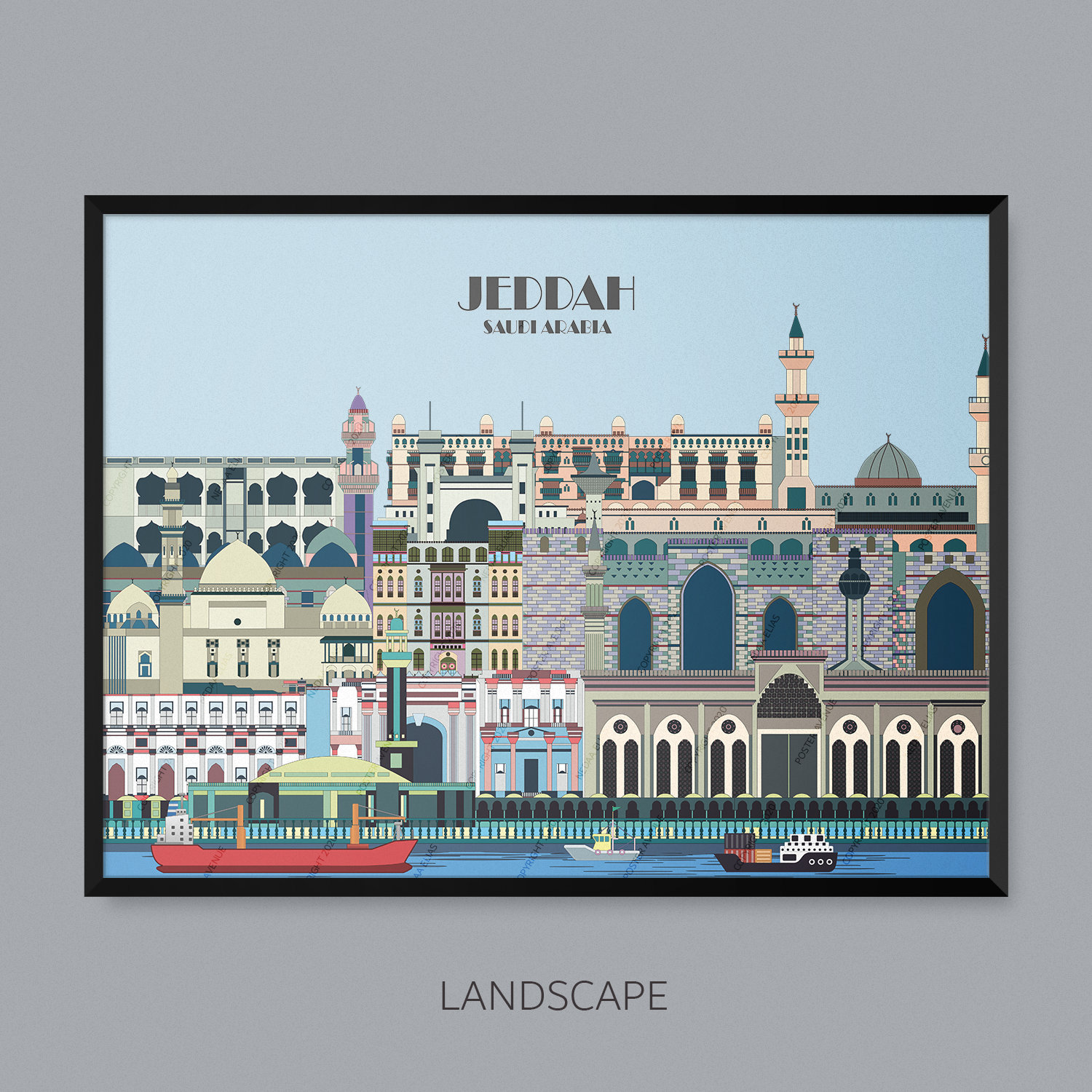 Jeddah Saudi Arabia Travel Poster City Print Museum - Etsy Canada