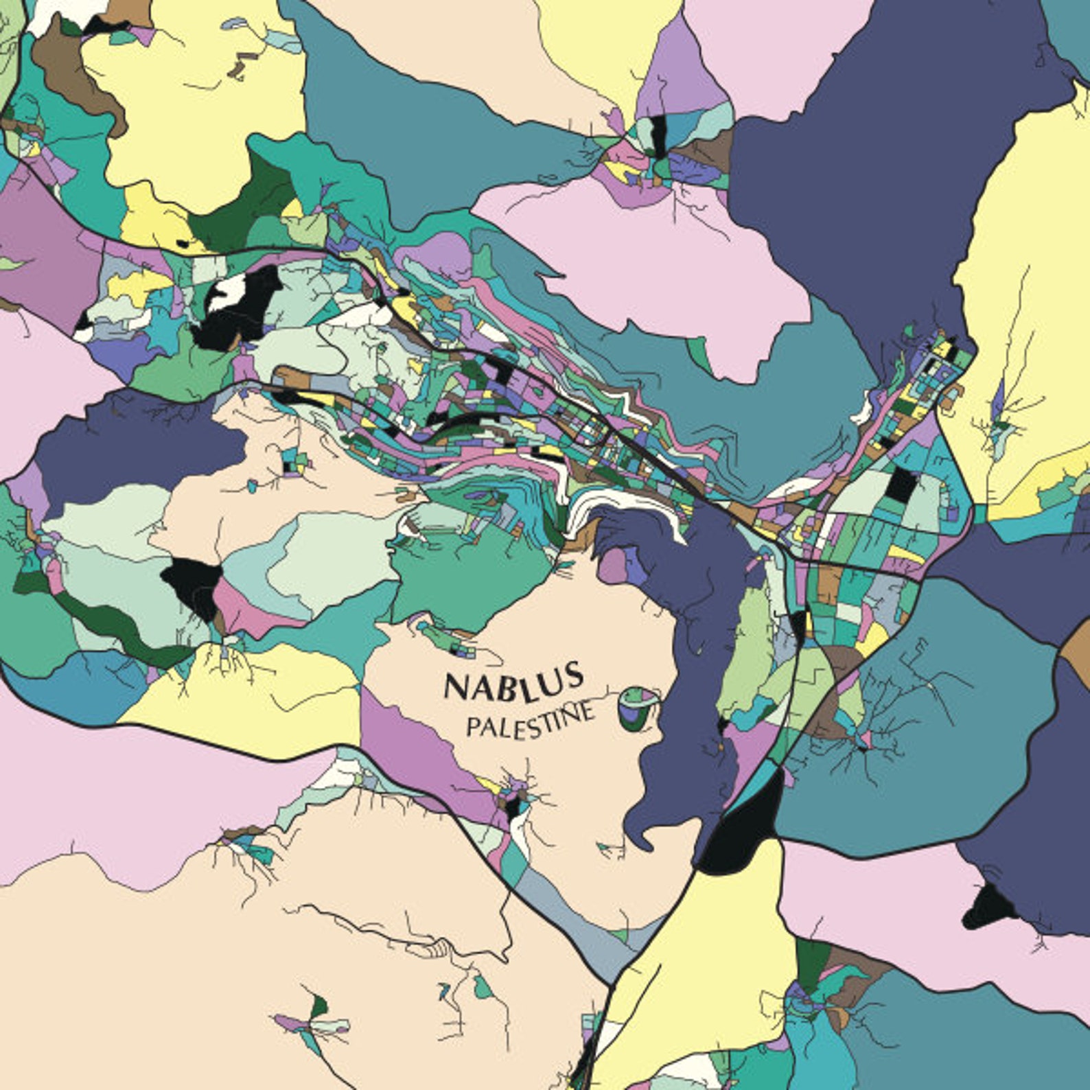 Nablus Palestine Map Print Modern Contemporary Chroma - Etsy