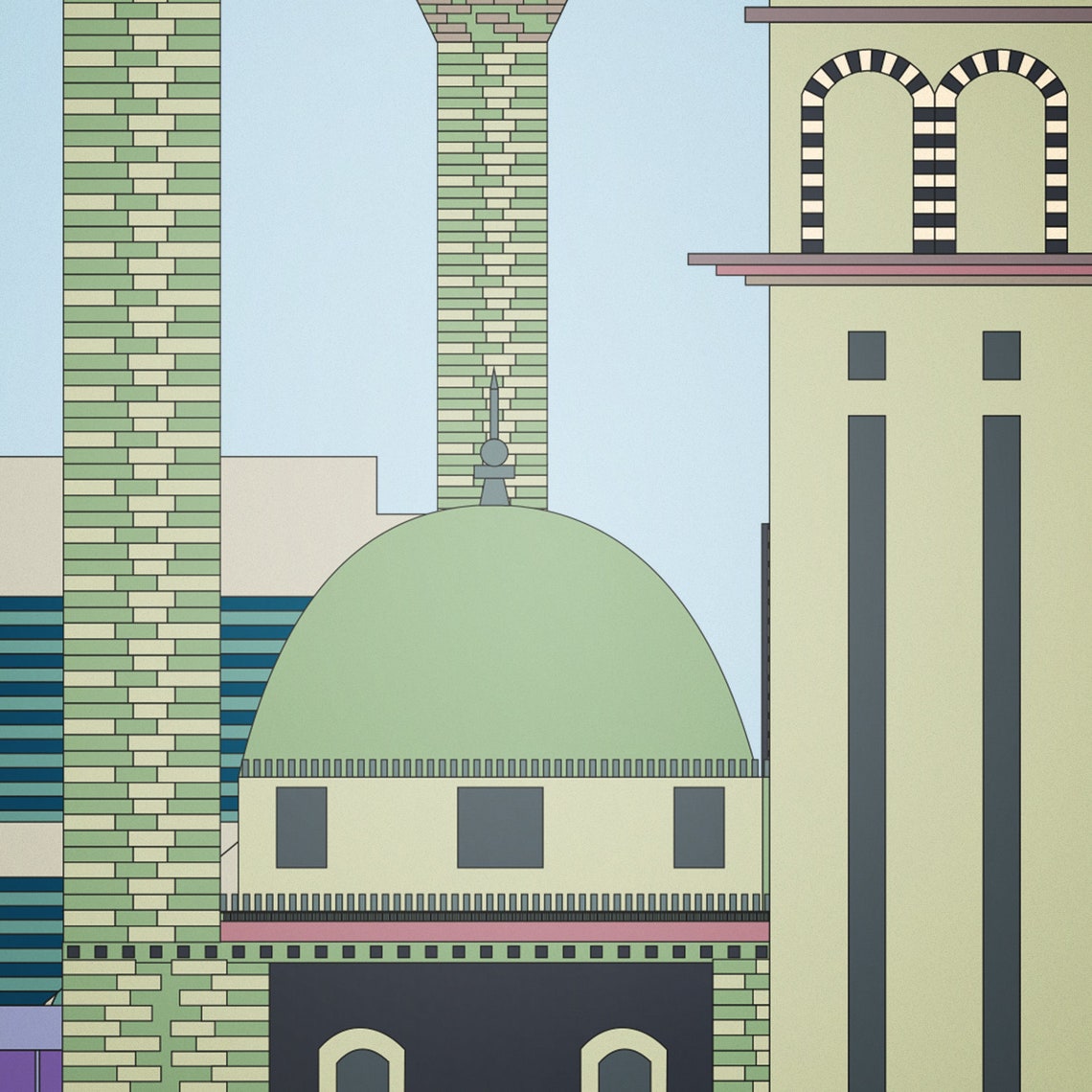Homs Syria Travel Poster City Print Mosque Outline Church - Etsy