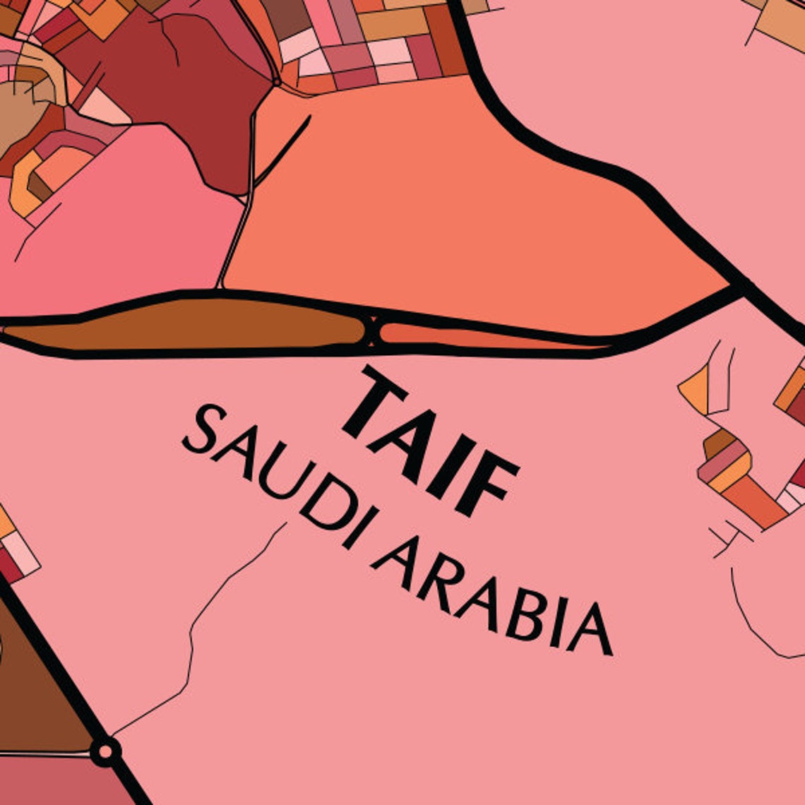Taif Saudi Arabia KSA Map Print Modern Contemporary Chroma | Etsy