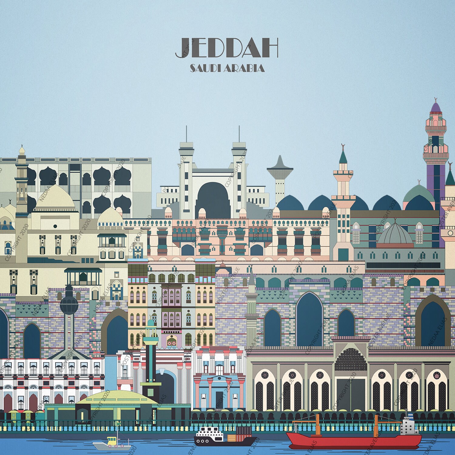 Jeddah Saudi Arabia Travel Poster City Print Museum - Etsy Canada