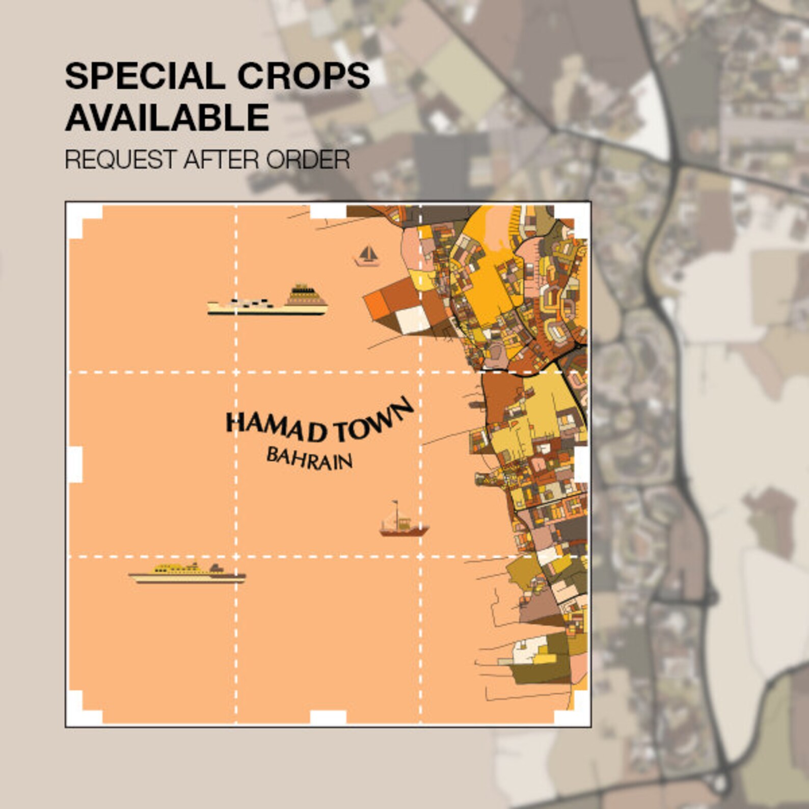 Hamad Town Bahrain Map Print Modern Contemporary Chroma | Etsy