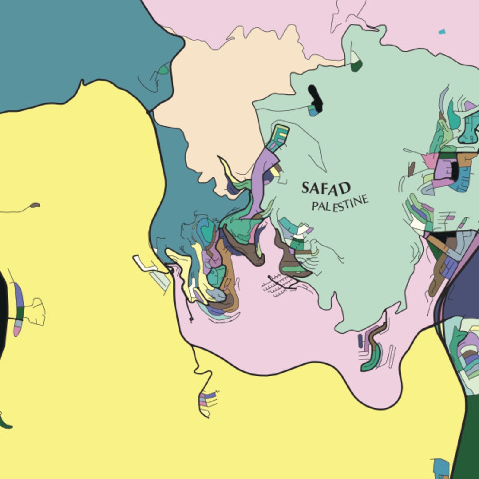 Safad Palestine Map Print Modern Contemporary Chroma Color | Etsy
