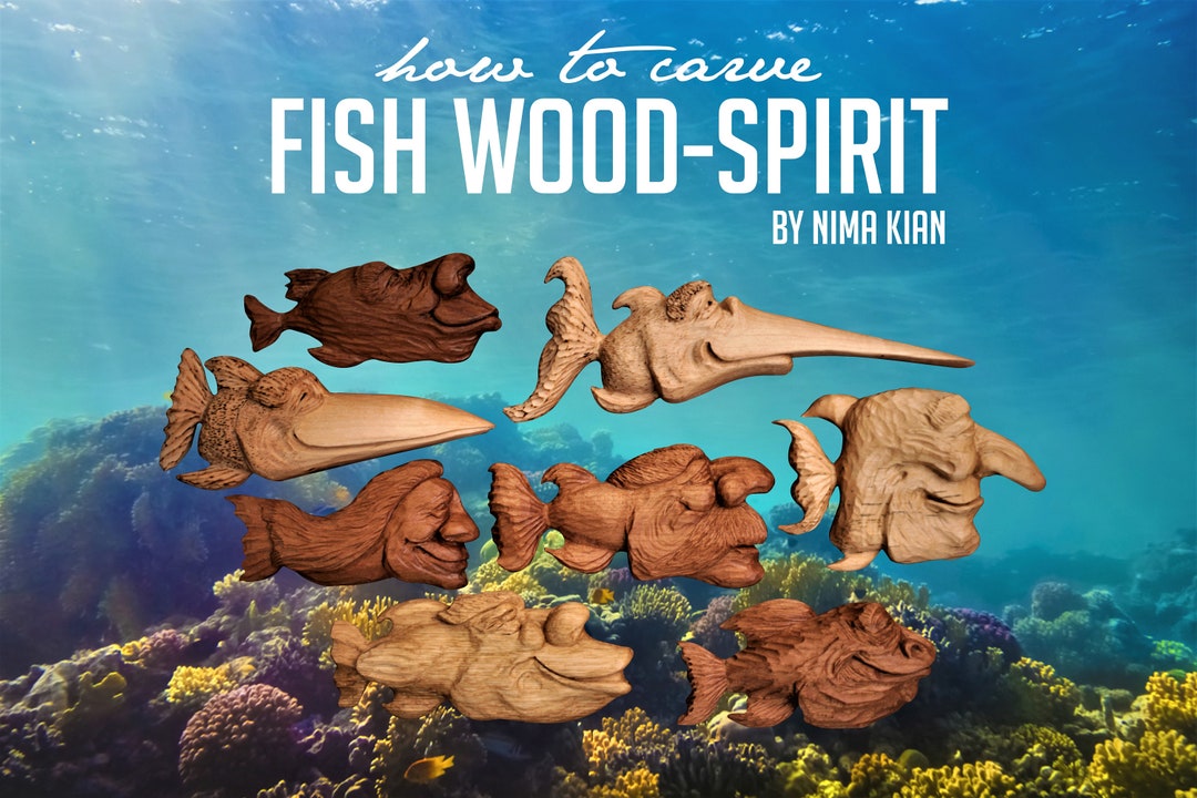 Fish Wood-spirit Carving Tutorial: 2024 Video & Patterns (digital ...