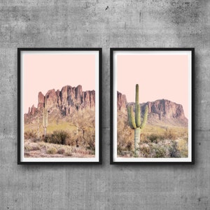 Desert Landscape Nature Wall Art Cactus Print Set of 2 Poster - Etsy