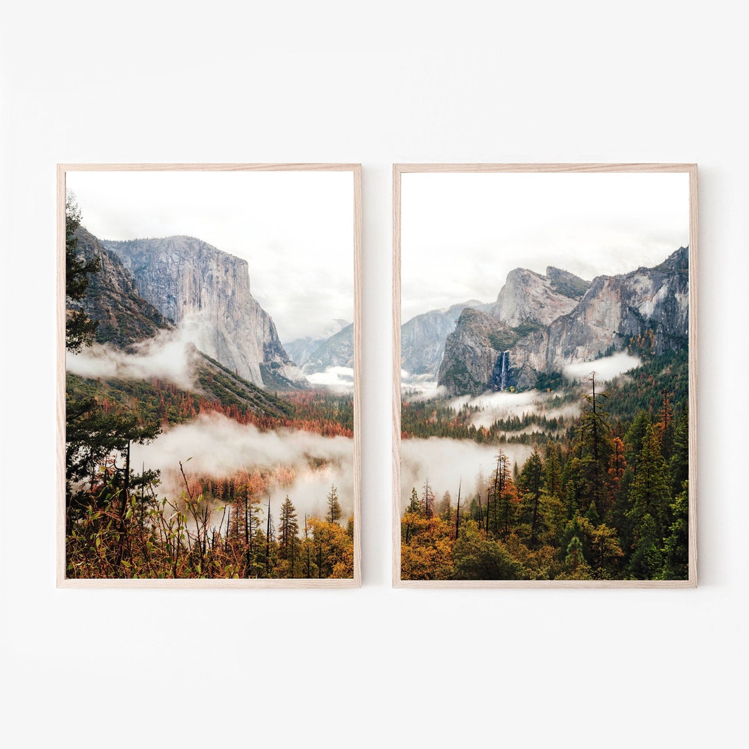 Yosemite Two Piece Set Mountain Canvas National Park Poster 24x36 Print ...