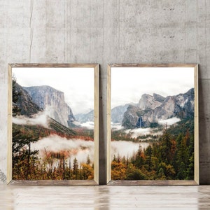 Yosemite Two Piece Set Mountain Canvas National Park Poster 24x36 Print ...