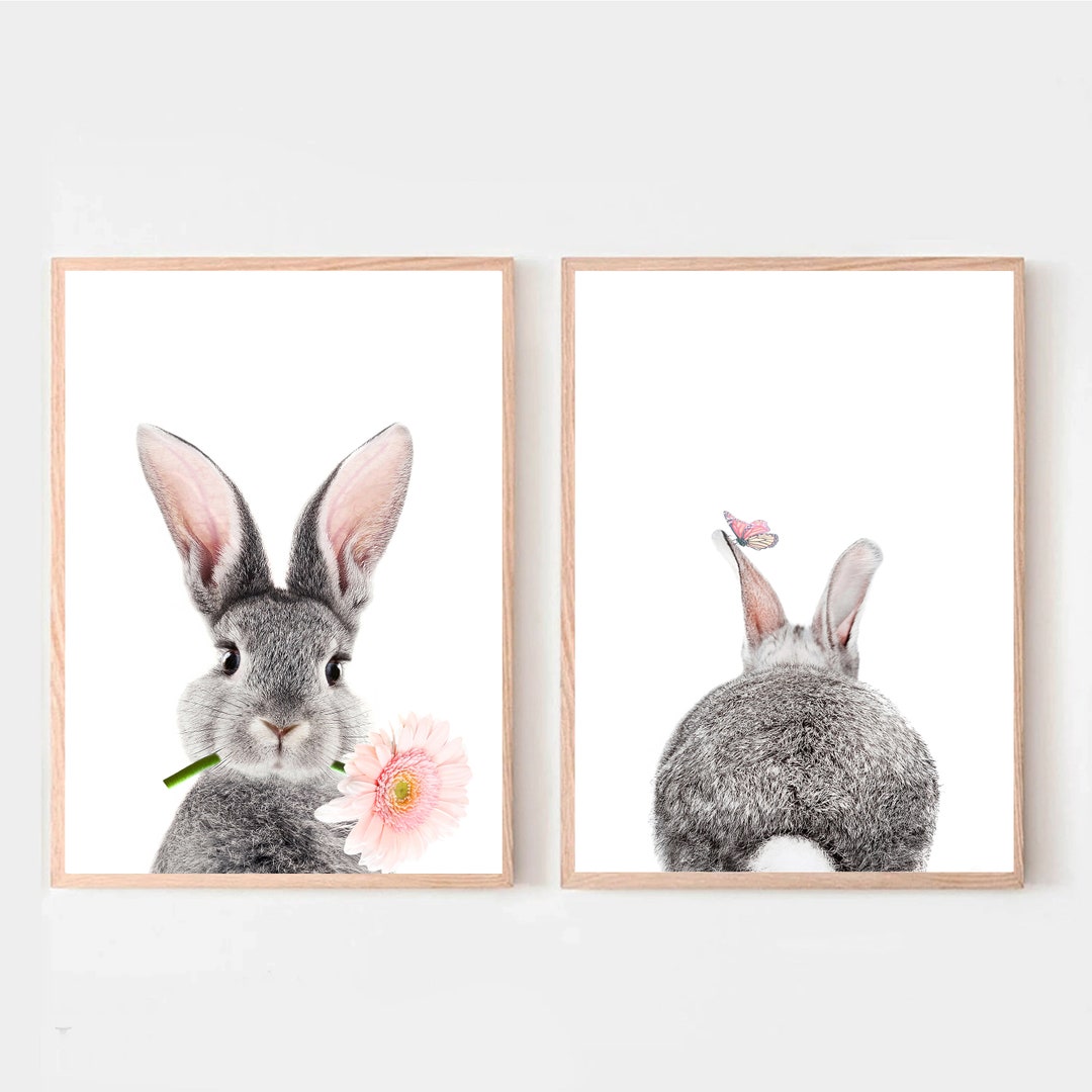 Bunny Framed Print Bunny Print Set Baby Nursery Wall Art Rabbit Framed ...