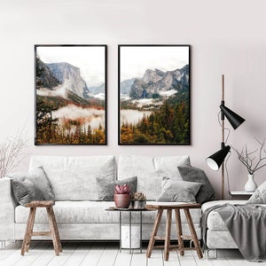 Yosemite Two Piece Set Mountain Canvas National Park Poster 24x36 Print ...