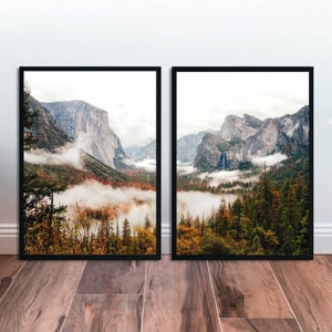 Yosemite Two Piece Set Mountain Canvas National Park Poster 24x36 Print ...