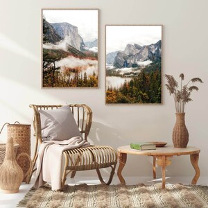 Yosemite Two Piece Set Mountain Canvas National Park Poster 24x36 Print ...