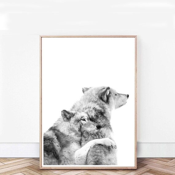 Two Wolves Black And White