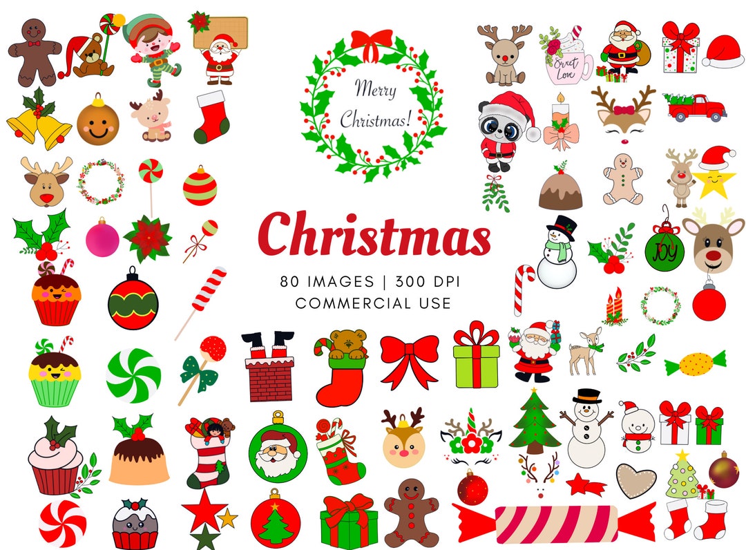 Christmas Clipart Holiday Clipart Cute Digital Christmas - Etsy New Zealand