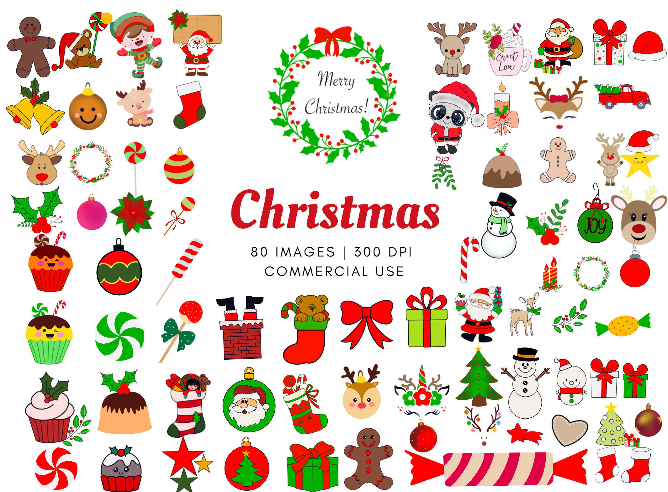Christmas Clipart Holiday Clipart Cute Digital Christmas - Etsy UK