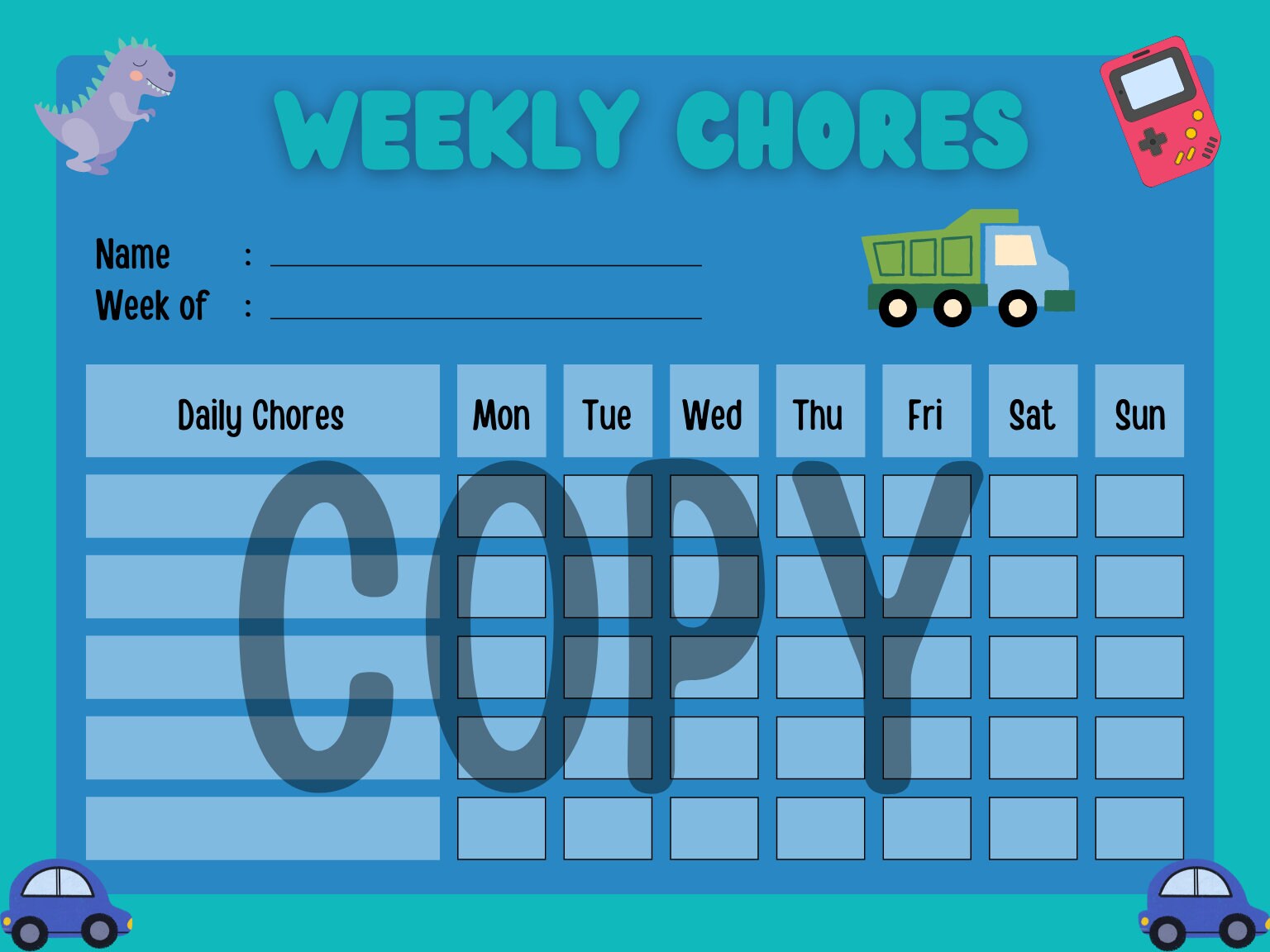 Chore Chart Chore Chart for Kids Kids Chore Chart Printable - Etsy ...