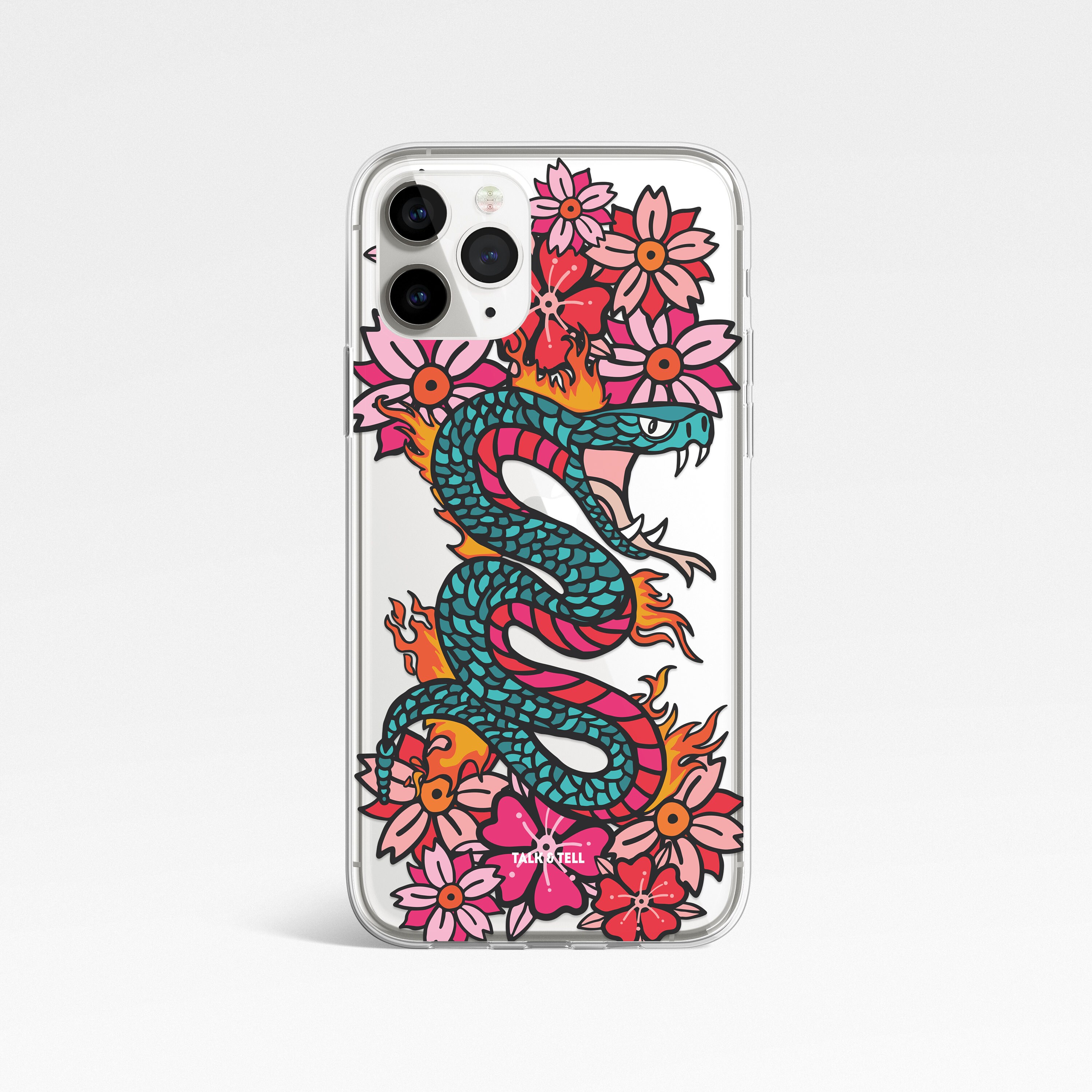 Japanese Snake Iphone Case Tattoo Style Floral Flames - Etsy UK