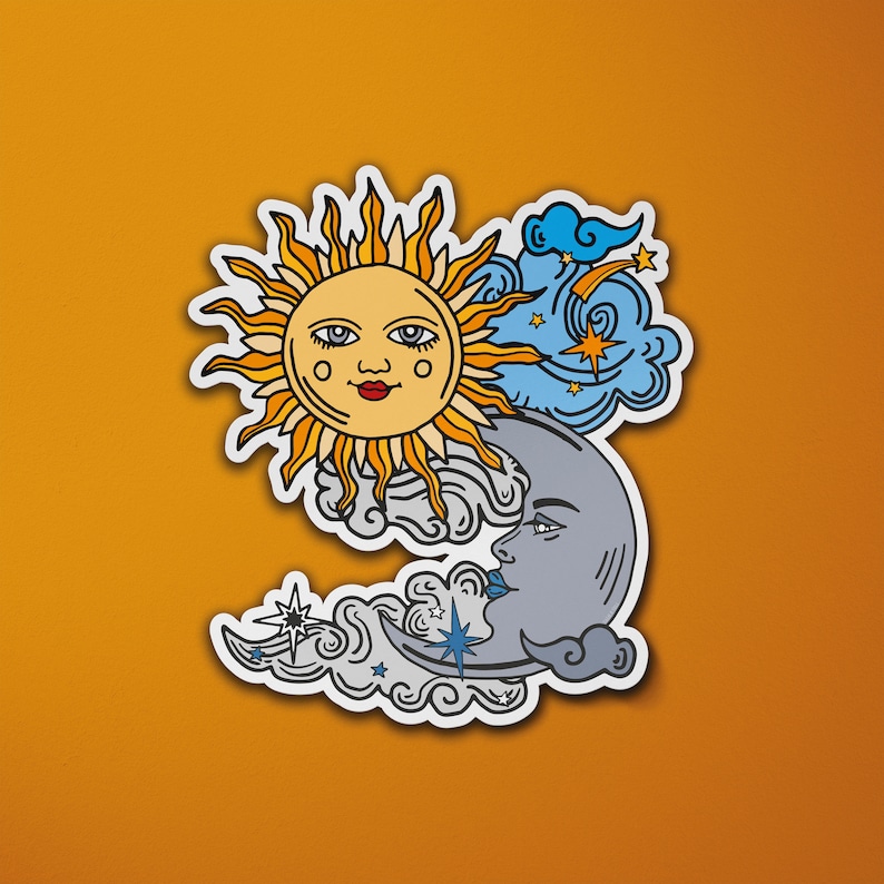 Sun Moon Stars Vinyl Sticker | Astrology | Star Sign | Spiritual ...