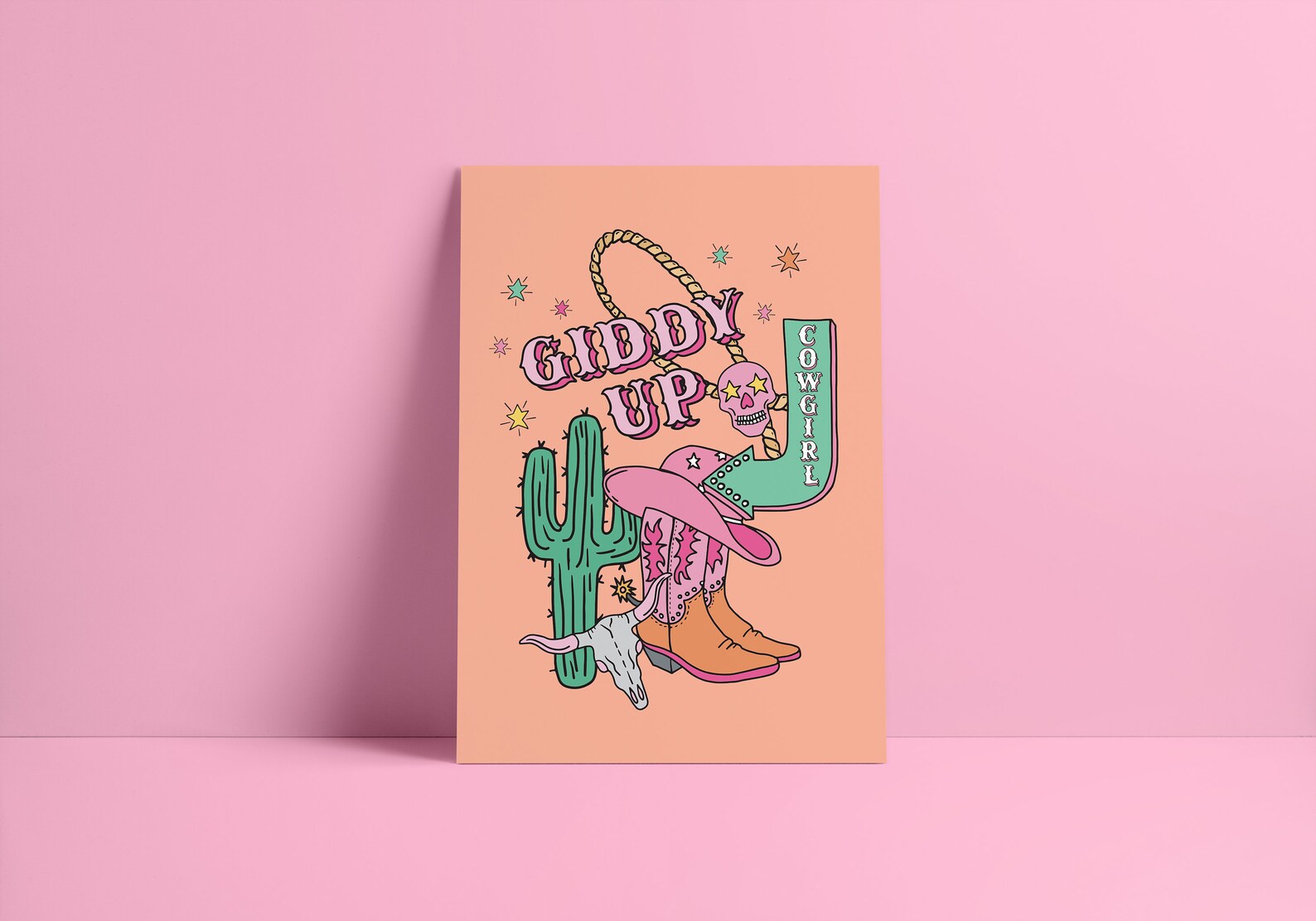 Giddy up Cowgirl Art Print | A5 A4 A3 | Unframed Art | Poster | Home ...