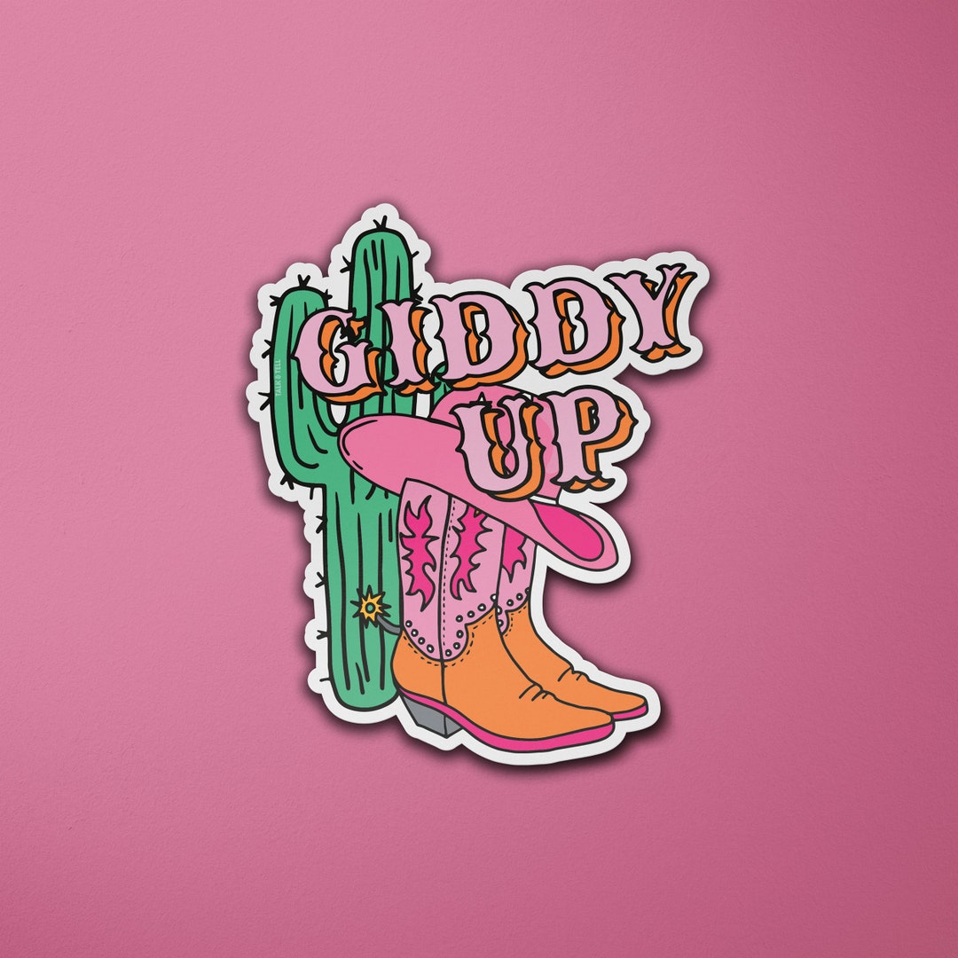 Giddy up Cowgirl Vinyl Sticker | Cowboy Hat Boots | Cactus | Western ...