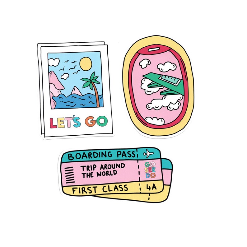 Travel Stickers Set Traveller Boarding Pass Polaroid - Etsy UK