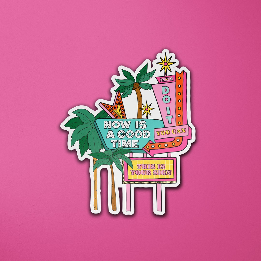 Retro Motel Sign Sticker | Encouragement | Palm Trees | Signs | Laptop ...