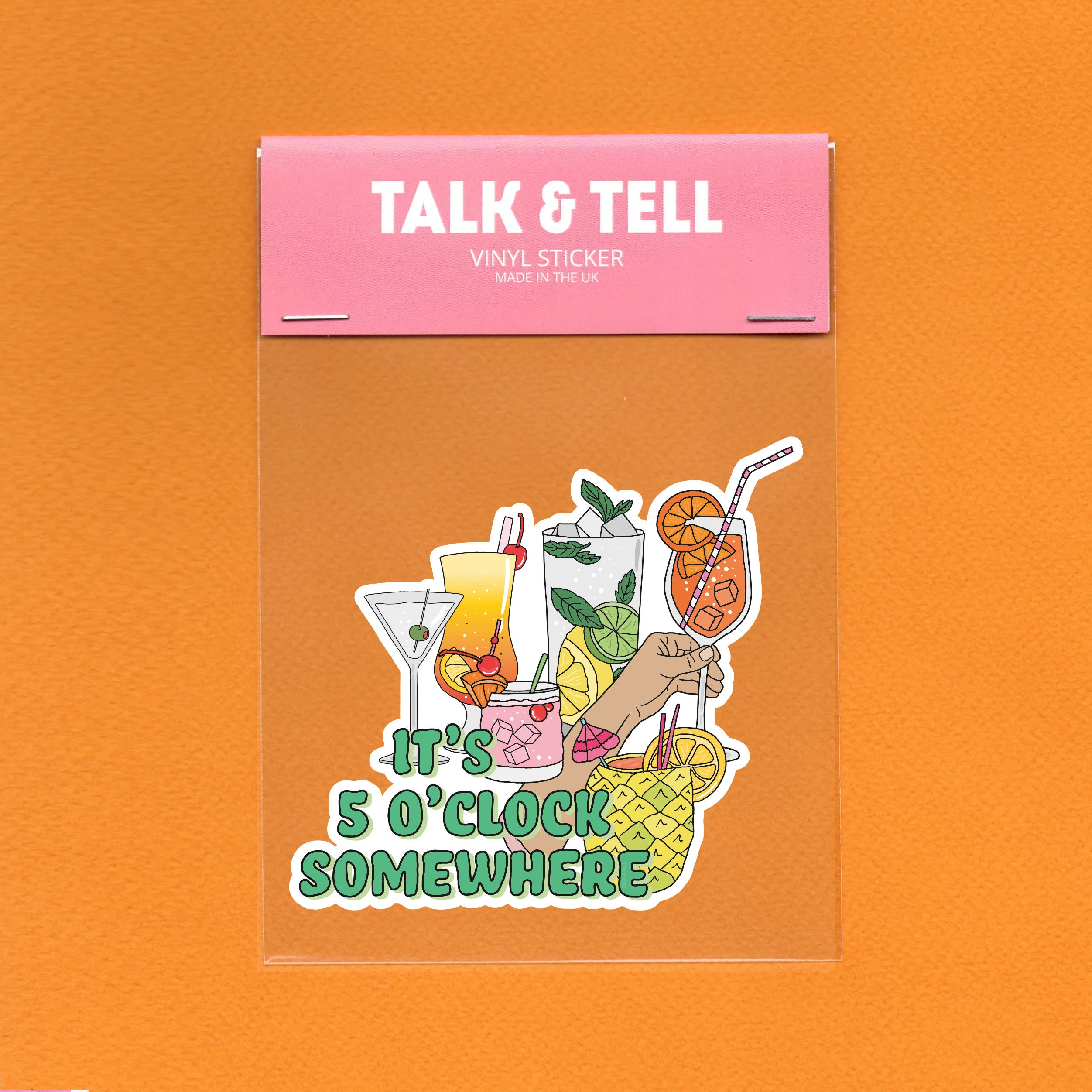 It's 5 O'clock Somewhere Cocktail Sticker | Mojito | Martini | Laptop ...