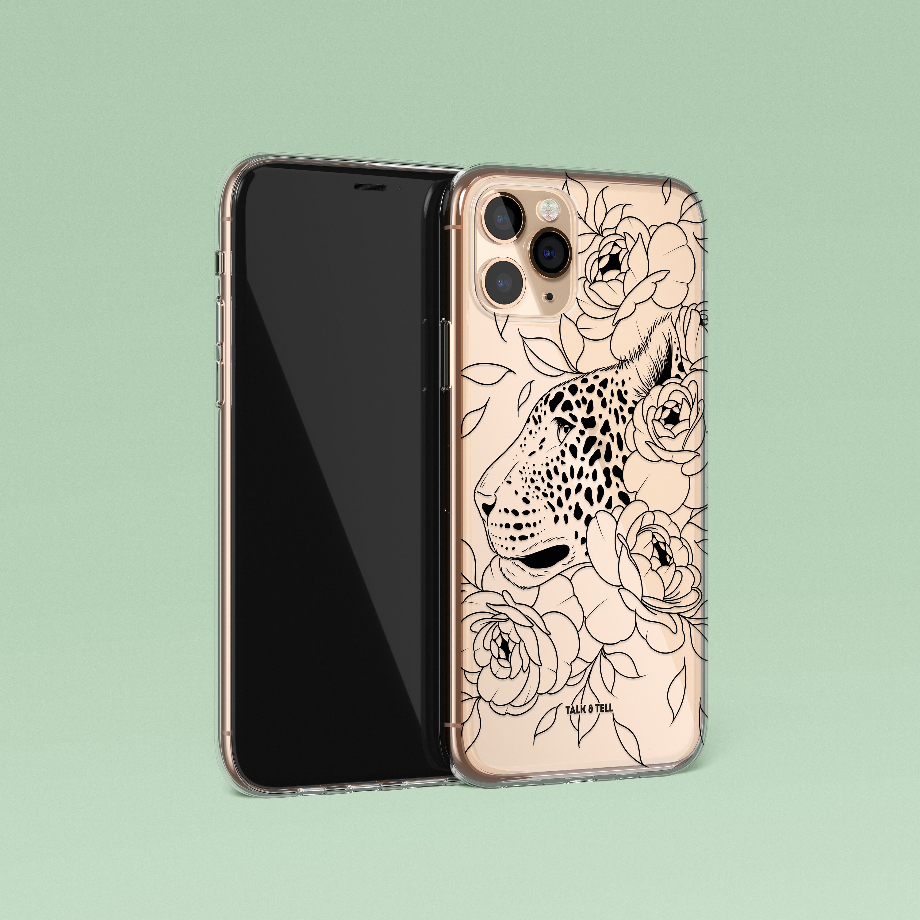 Leopard Floral Line Tekening Tattoo iPhone Case Eenvoudig - Etsy België