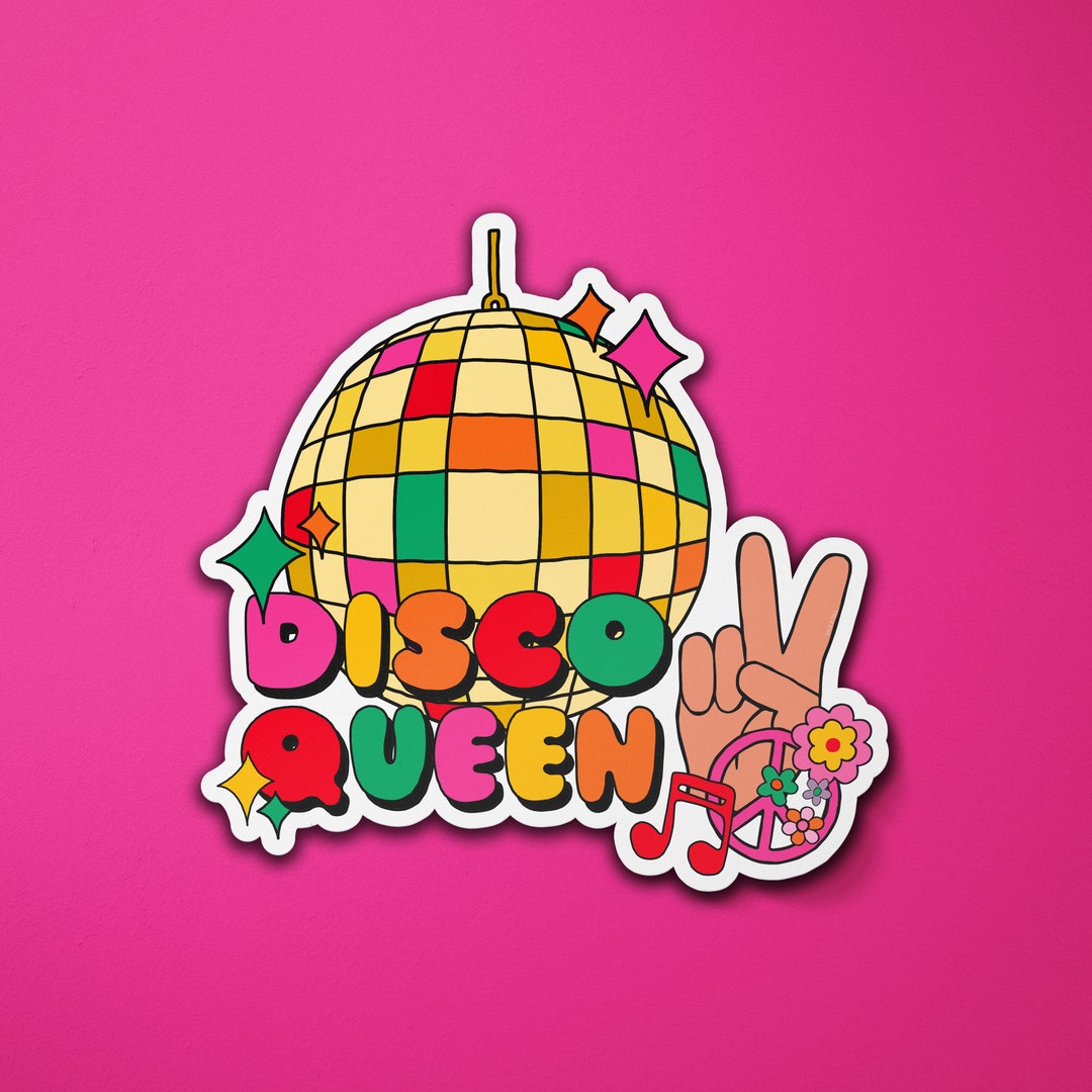 Disco Queen Vinyl Sticker | Hippy 70's Music | Disco Mirror Ball ...