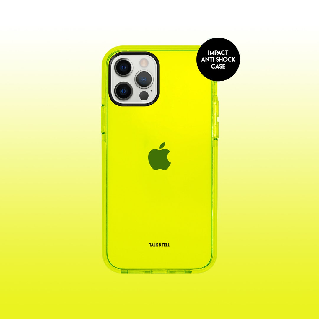 Neon Yellow Impact iPhone Case | Anti Shock | Tough Strong | Plain ...