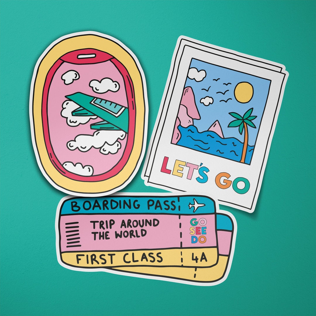 Travel Stickers Set | Traveller | Boarding Pass | Beach | Nomad ...