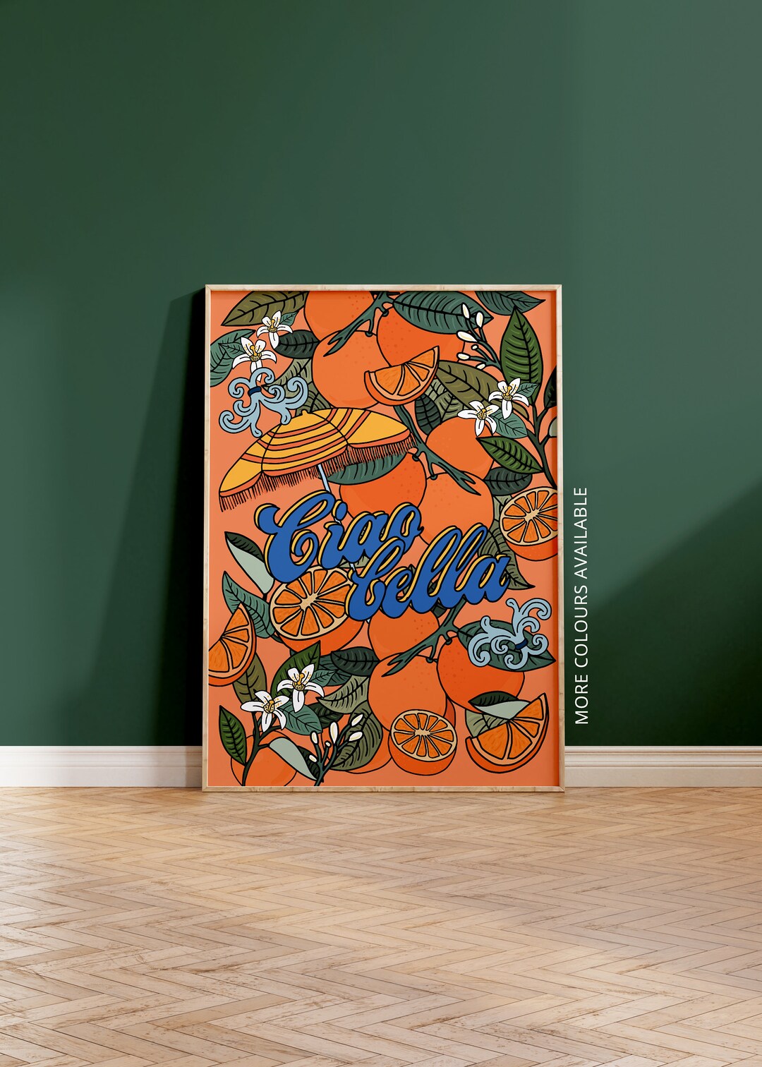 Ciao Bella Slogan Art Print | Orange Fruit | Italian Theme | A5 A4 A3 ...