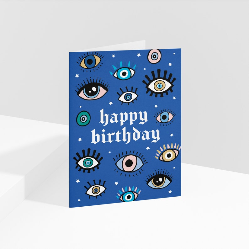 Evil Eye Happy Birthday Greeting Card | Boho Chic | Cute Card ...