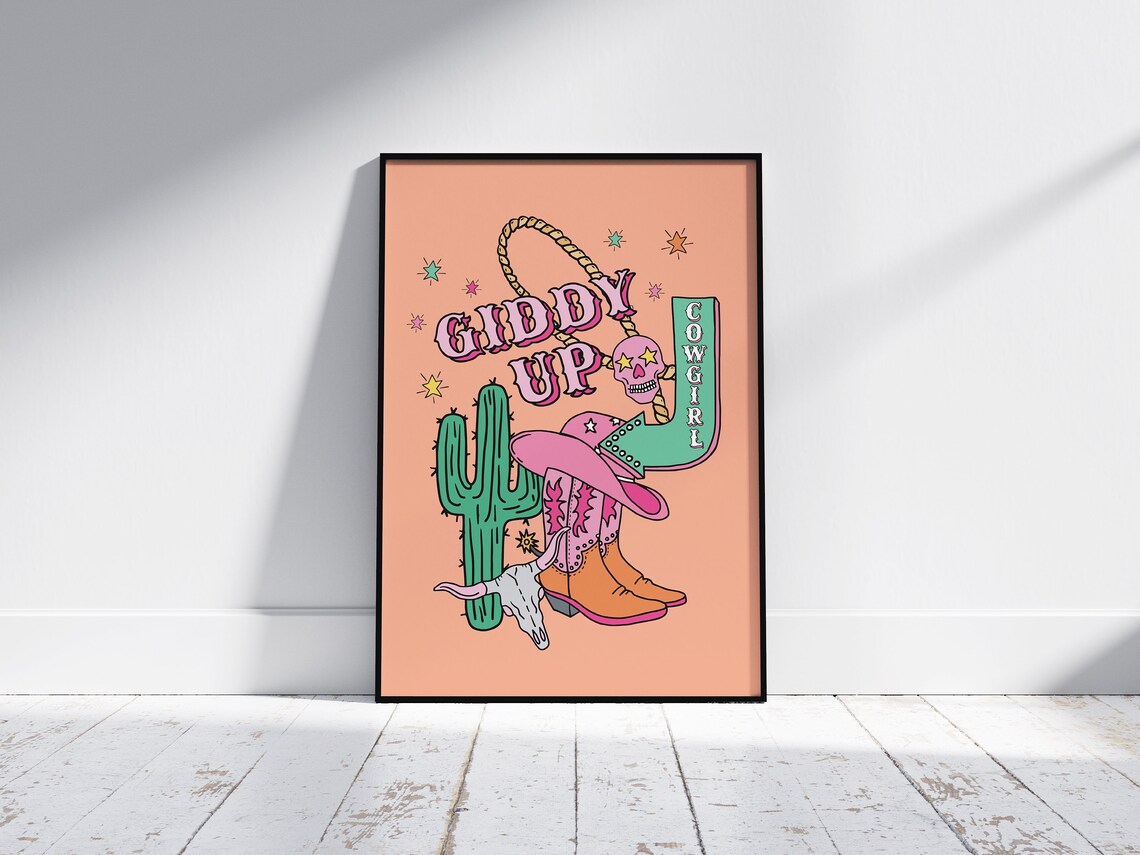 Giddy up Cowgirl Art Print | A5 A4 A3 | Unframed Art | Poster | Home ...