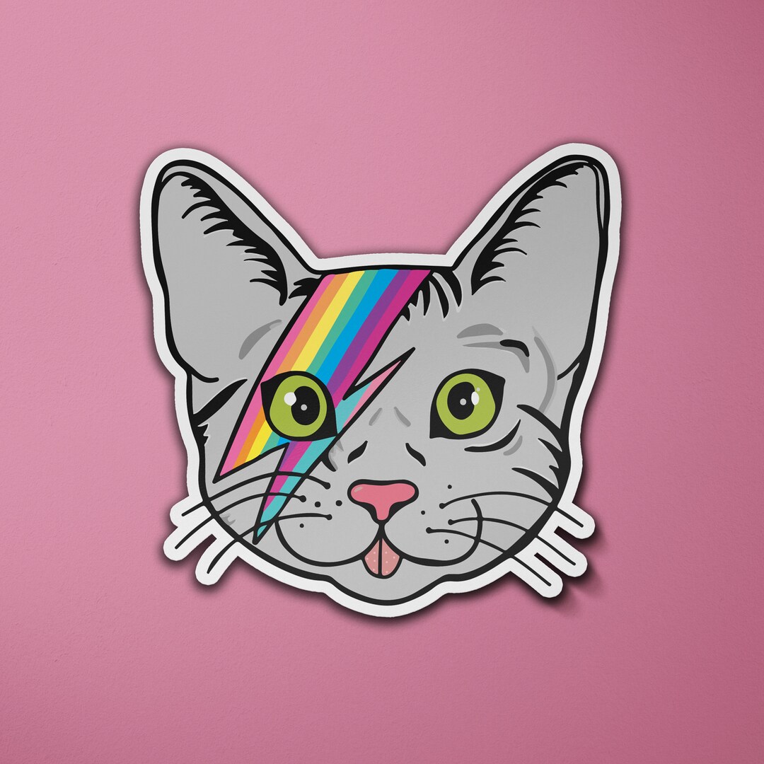 Meowie Cat Bowie Vinyl Sticker | David Bowie | Animal Stickers | Laptop ...