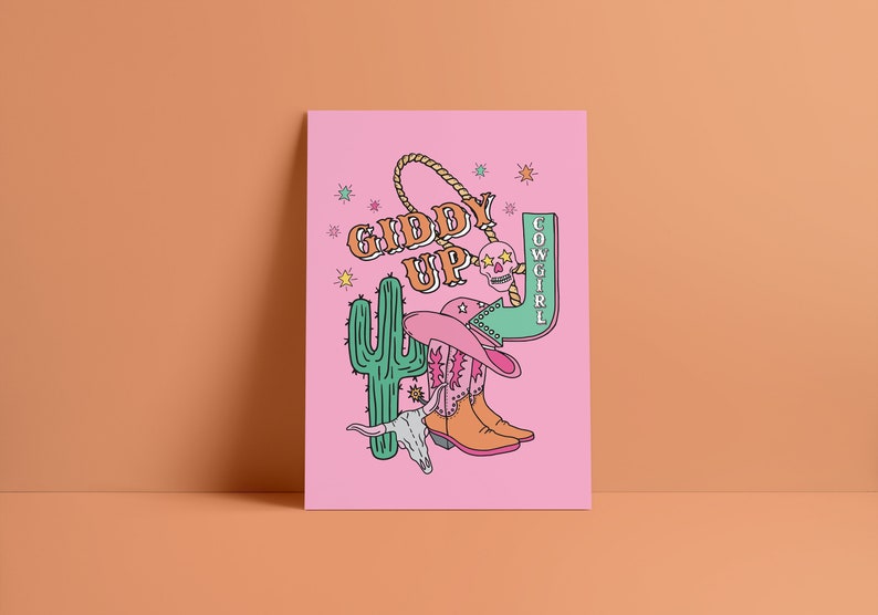 Giddy up Cowgirl Art Print A5 A4 A3 Unframed Art Poster - Etsy