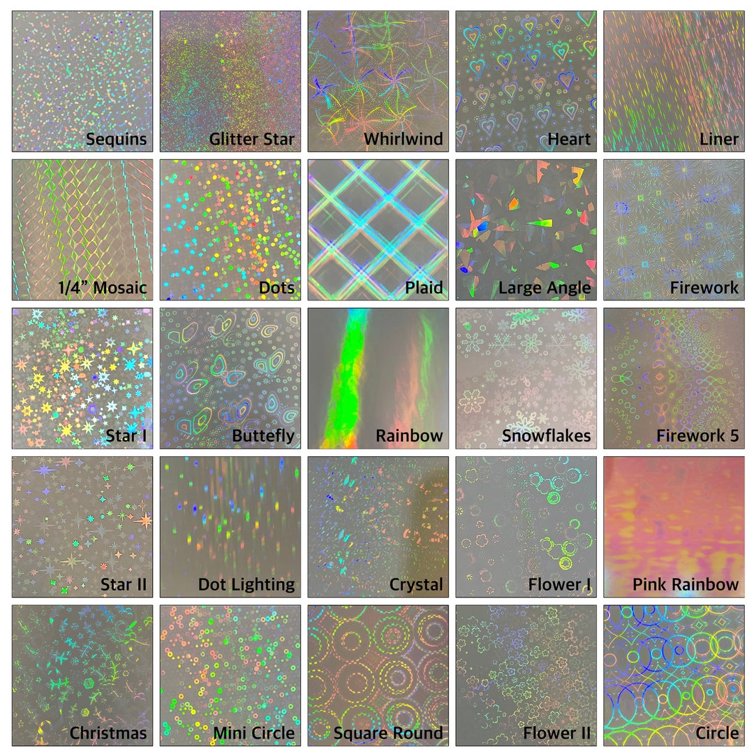 23 Pattern Transparent Holographic Sticker Sheet Set, Clear Self ...