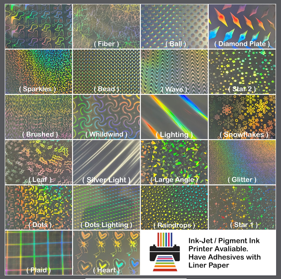 Silver Holographic Sticker Inkjet Printable Sheet Set, Self-adhesive ...