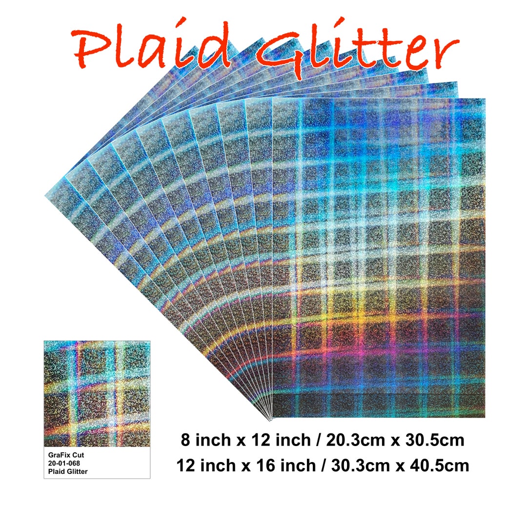 Silver Plaid Glitter Holographic Film, With Adhesives, 8”x12” / 12” X ...