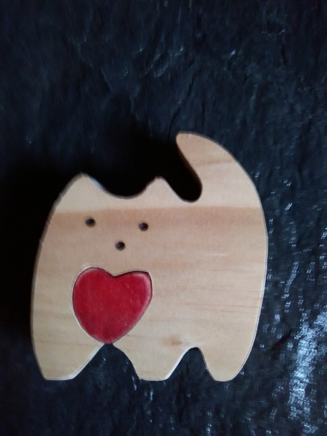 Cute wooden cat with love heart gift present cat lover | Etsy