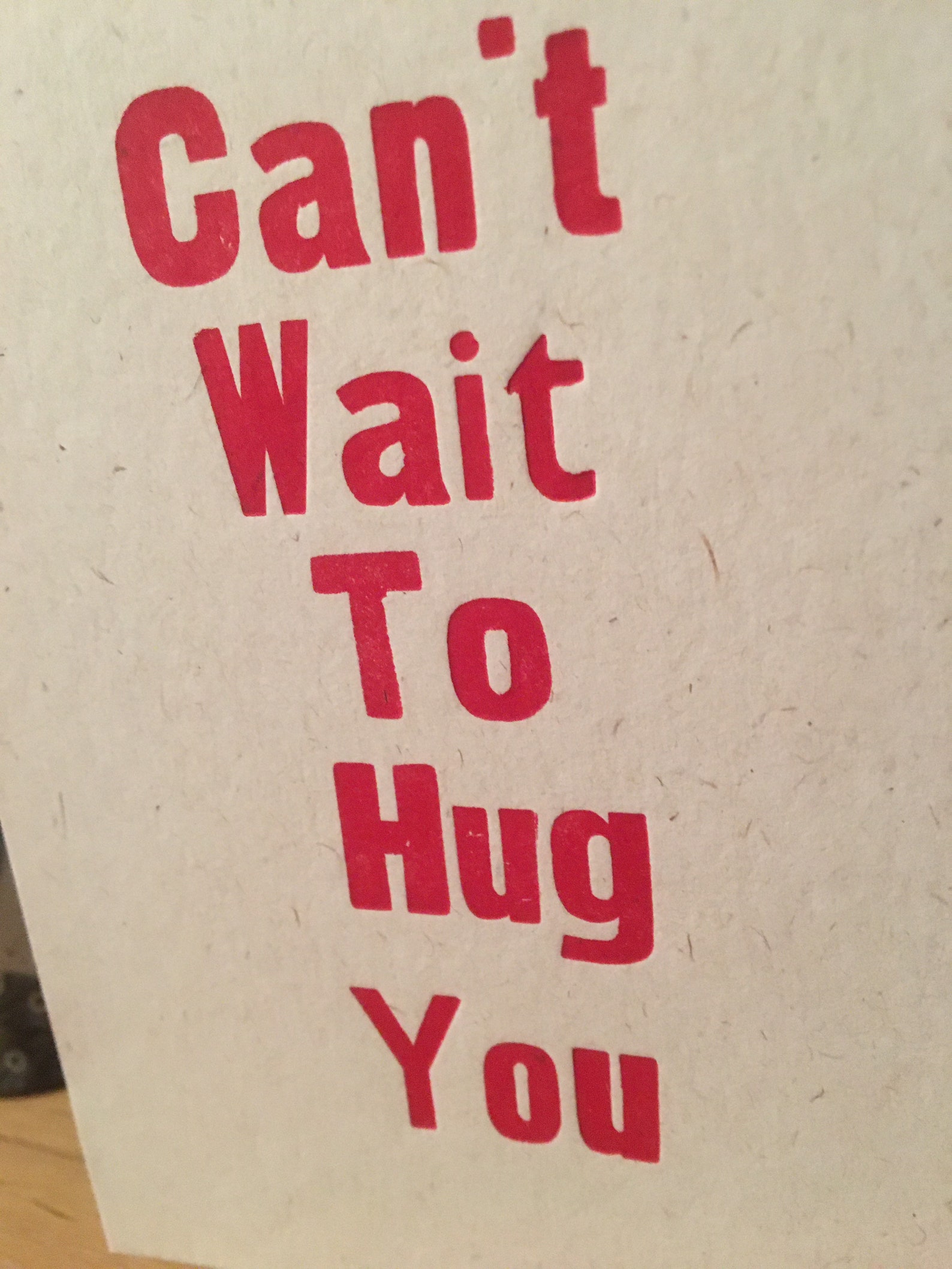 Letterpress Cant Wait to Hug You Card - Etsy