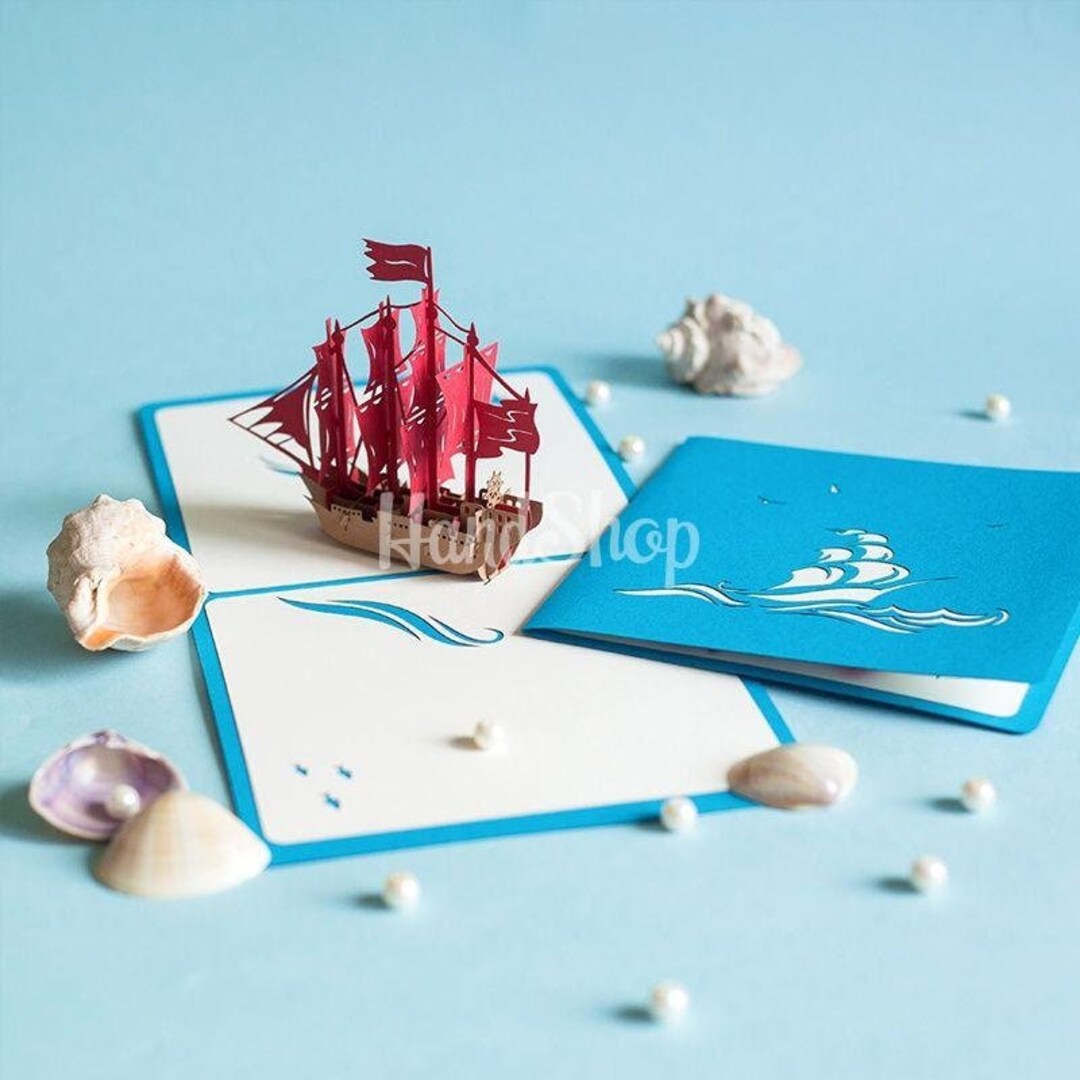 Volumetric Postcard Handmade Ship Scarlet Sails - Etsy
