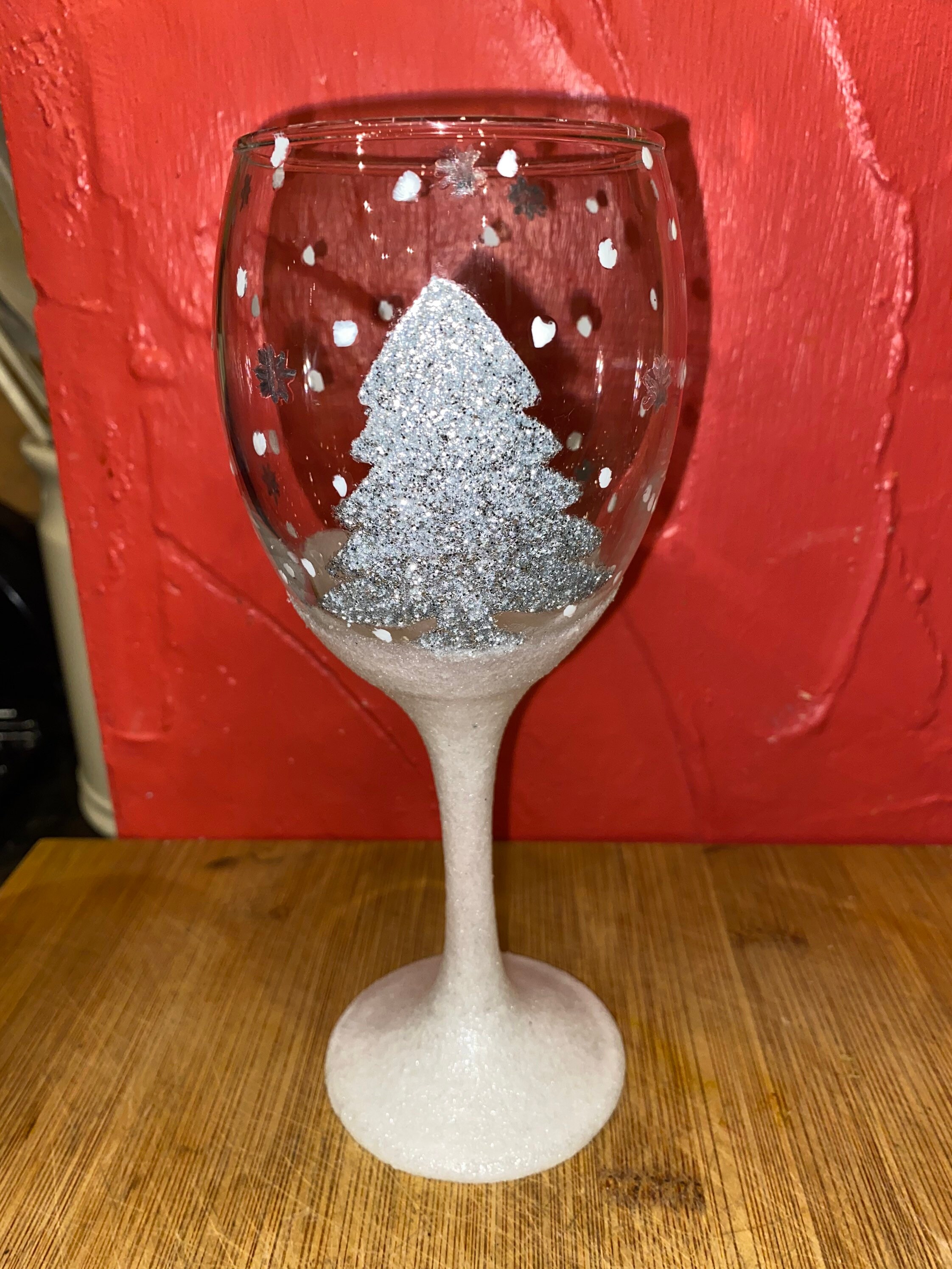 Christmas Tree Glitter Wine Glass - Etsy UK