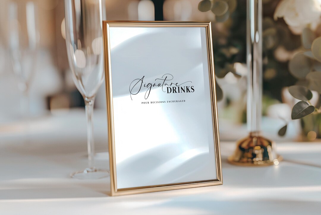 Signature Drinks Table Sign | Printable Cocktails Sign | 4x6, 5x7, 8x10 ...