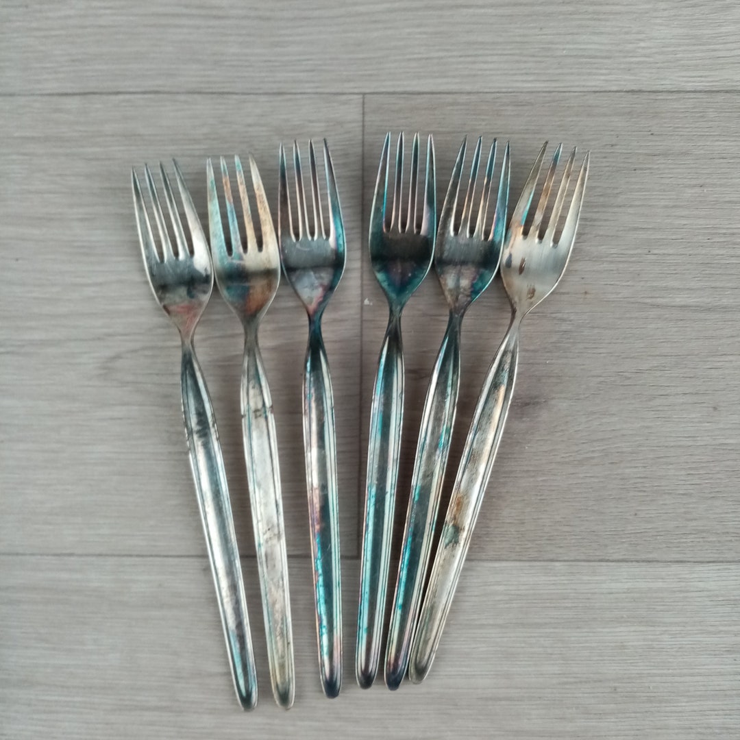WMF Silver Plate (90) Cutlery Set of 6, ZURICH Pattern, Dessert Fork ...