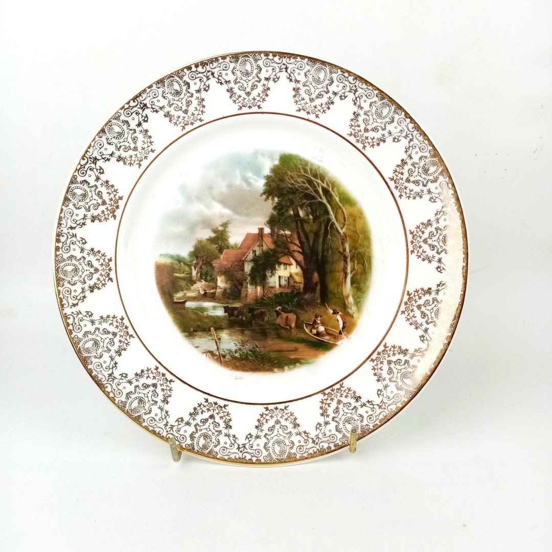 Vintage Cottage Scene Collectors Plate, Made in England, Country ...