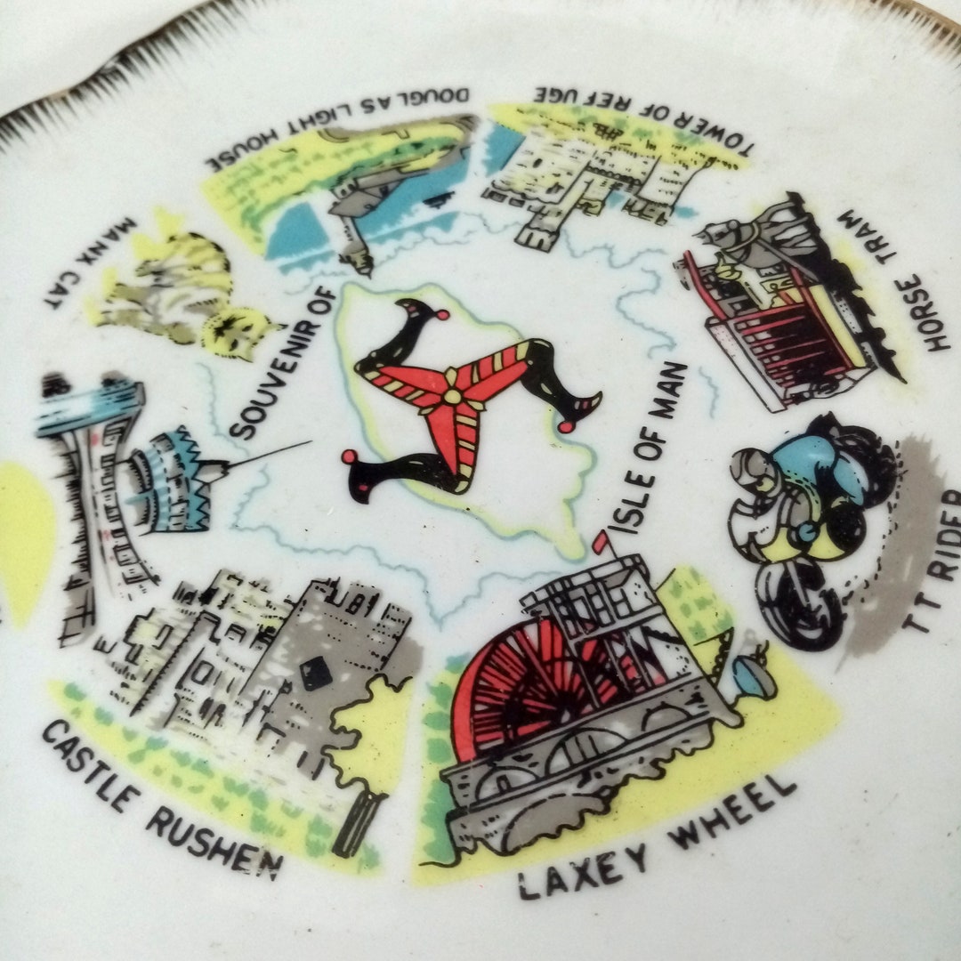 Vintage Souvenir Isle of Man Cabinet Plate Manx Souvenir - Etsy