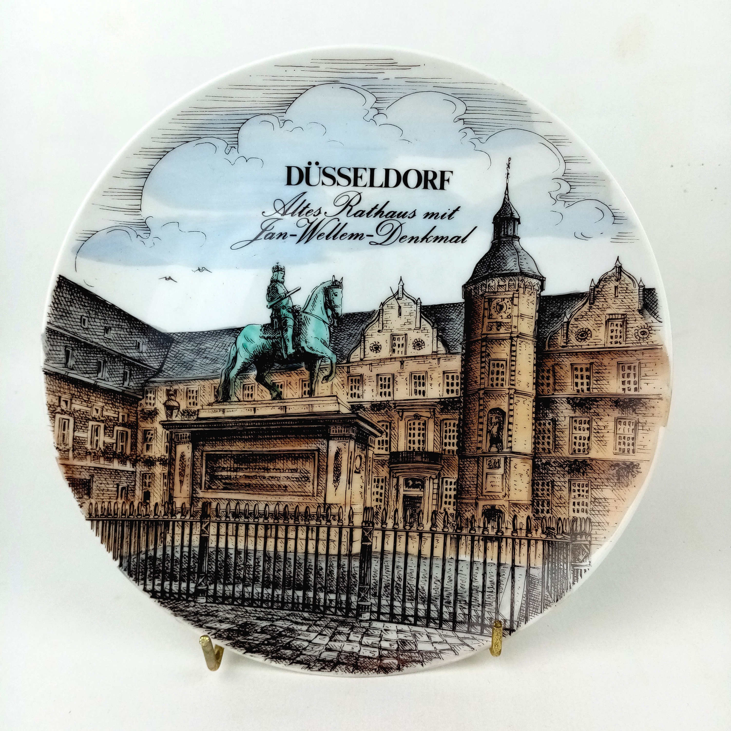 Vintage KPM Plate, Jan Wellem Duesseldorf Altes Rathaus, KPM Plate ...